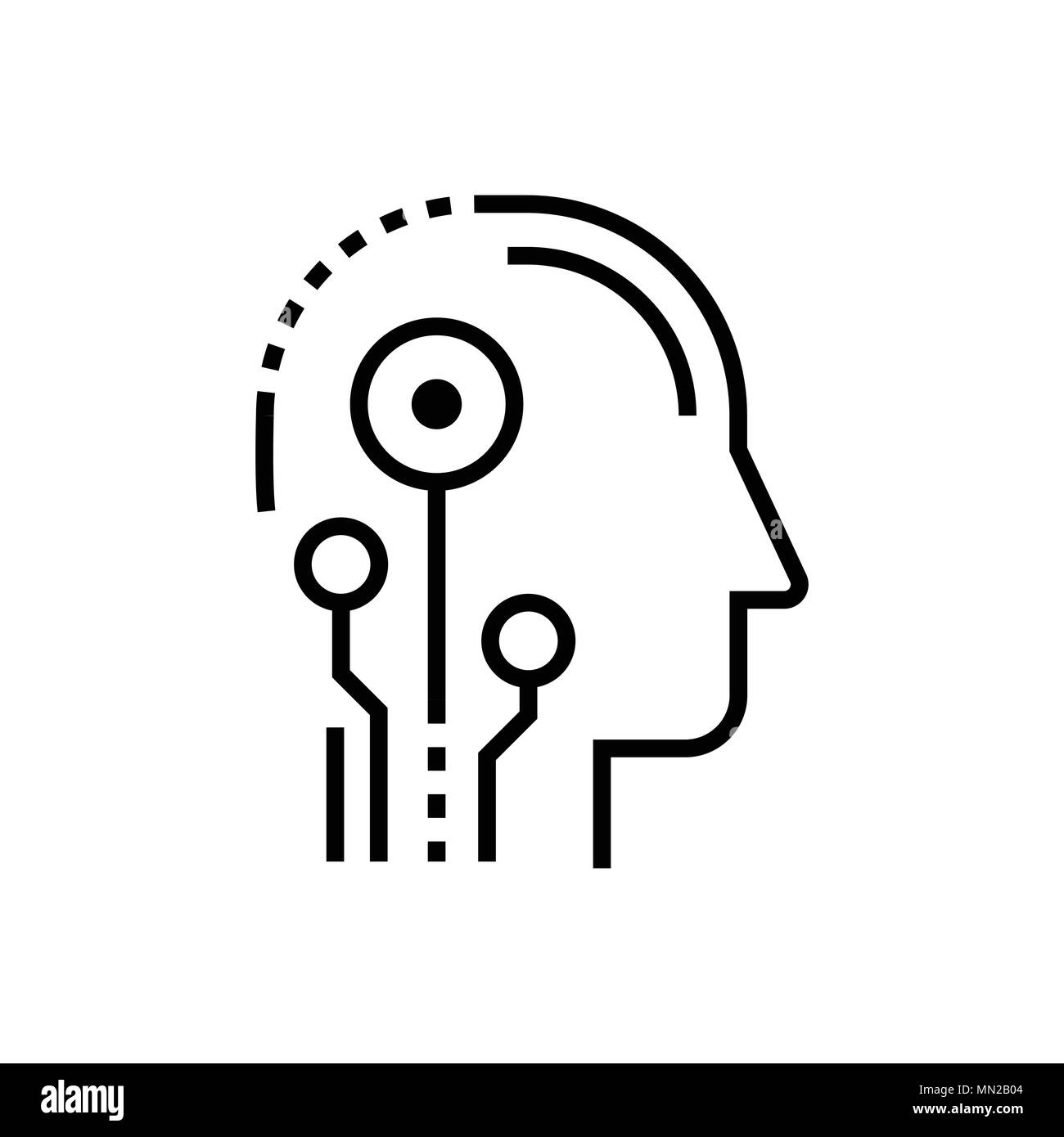 Artificial intelligence head - line design single isolated icon Stock ...
