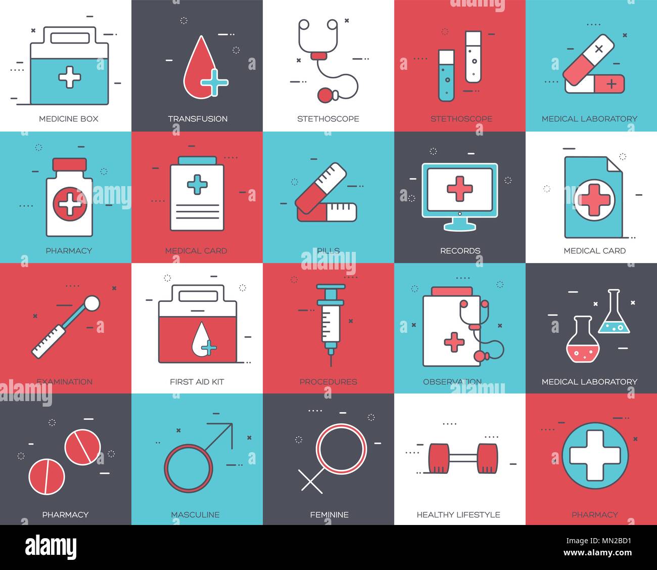 Line icons set of medical collection concept. Modern vector pictogram ...