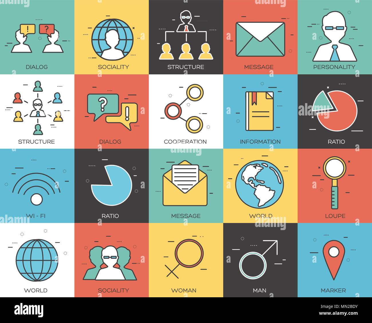 Line icons set of social infographic collection concept. Modern vector ...