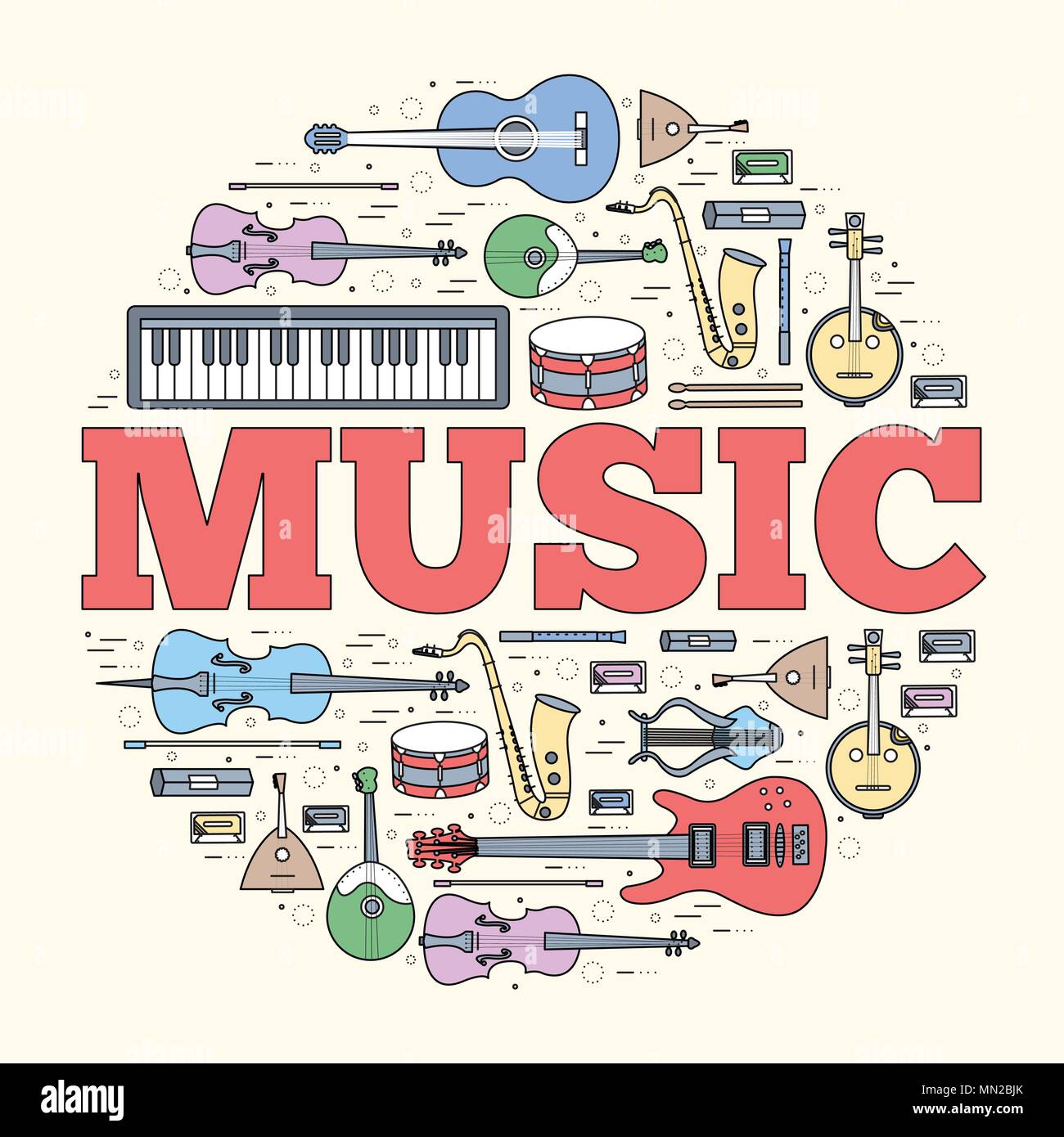 Musical instruments collage Stock Vector Images - Alamy