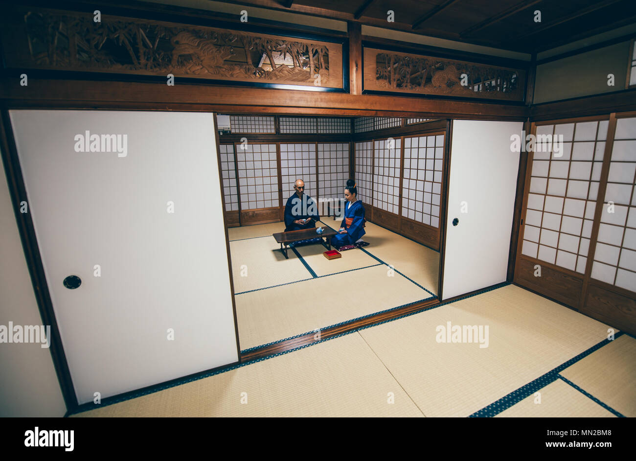 Senior couple lifestyle moments in a traditional japanese house Stock ...