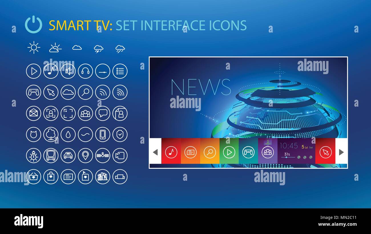 Smart tv. Set icons for smart tv interface Stock Vector Image & Art - Alamy