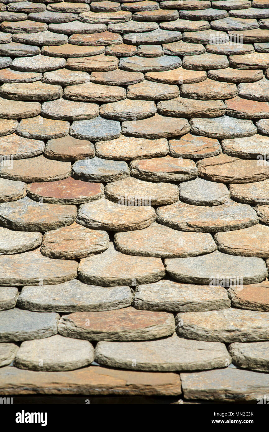 Roof typical from the Lozere department (south of France): flagstone ...