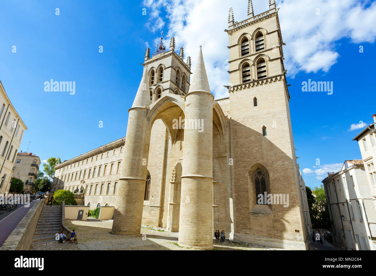 Montpellier (southern France): Montpellier Cathedral Surmounted by two ...