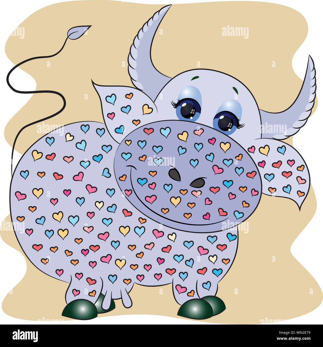 Cute young cow black Stock Vector Images - Alamy