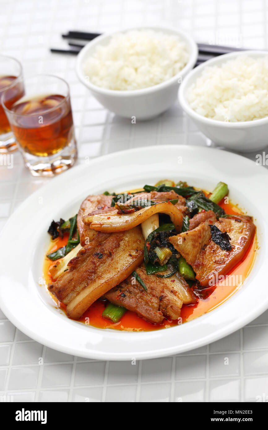 traditional twice cooked pork, Sichuan style chinese dish Stock Photo ...
