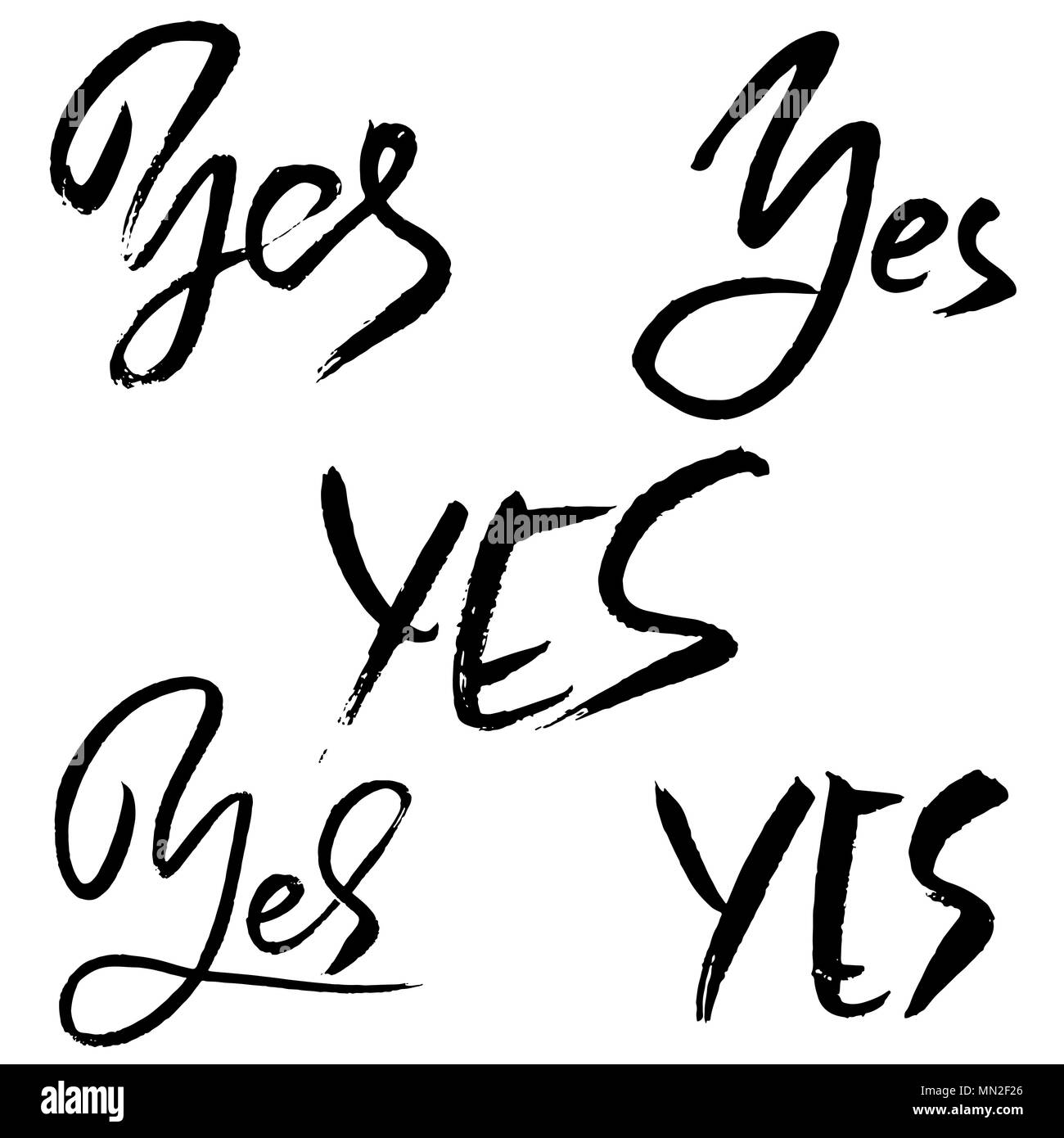 Yes. Calligraphy handwriting set. Modern brush pen lettering. Vector ...