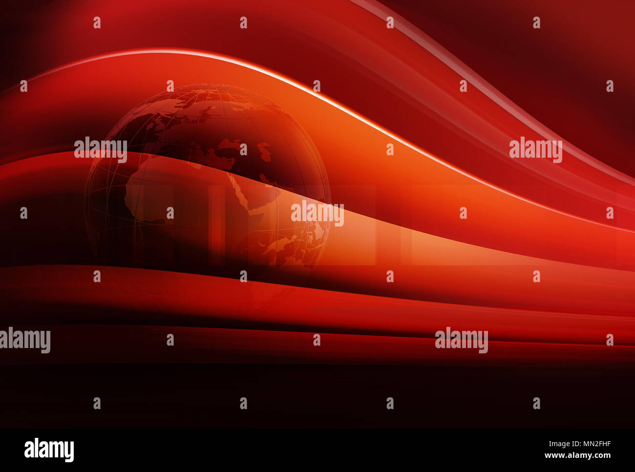Graphical breaking news background with earth globe and bend curves ...