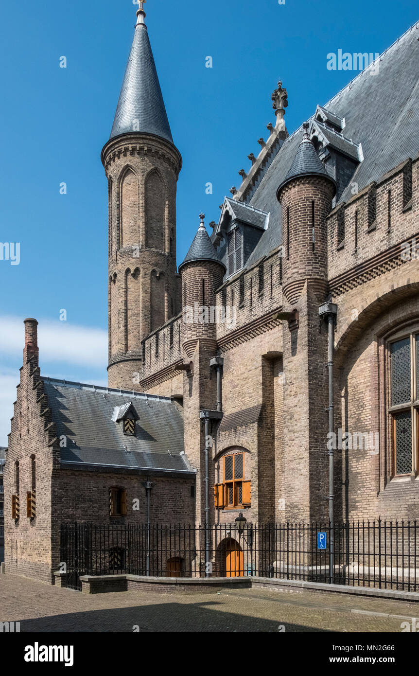 Architectural exterior details of the Binnenhof parliament building ...