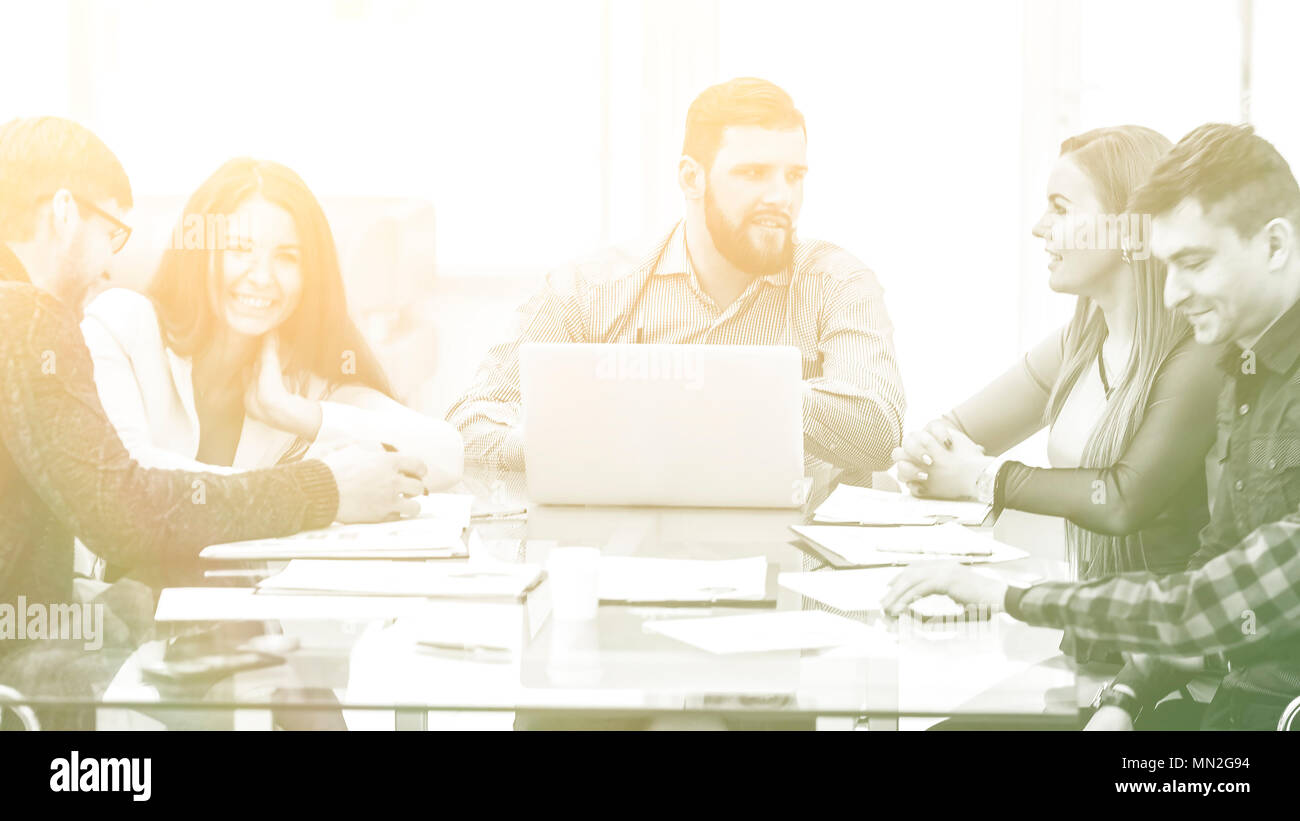 business team holding a working session at the working place in office ...