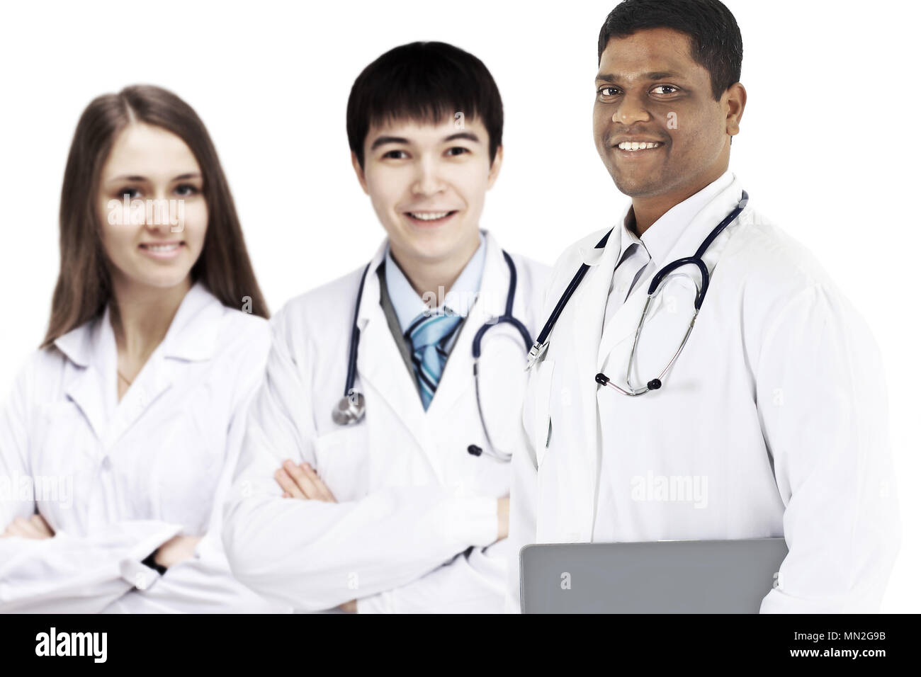 A group of good doctors. Isolated white background Stock Photo - Alamy