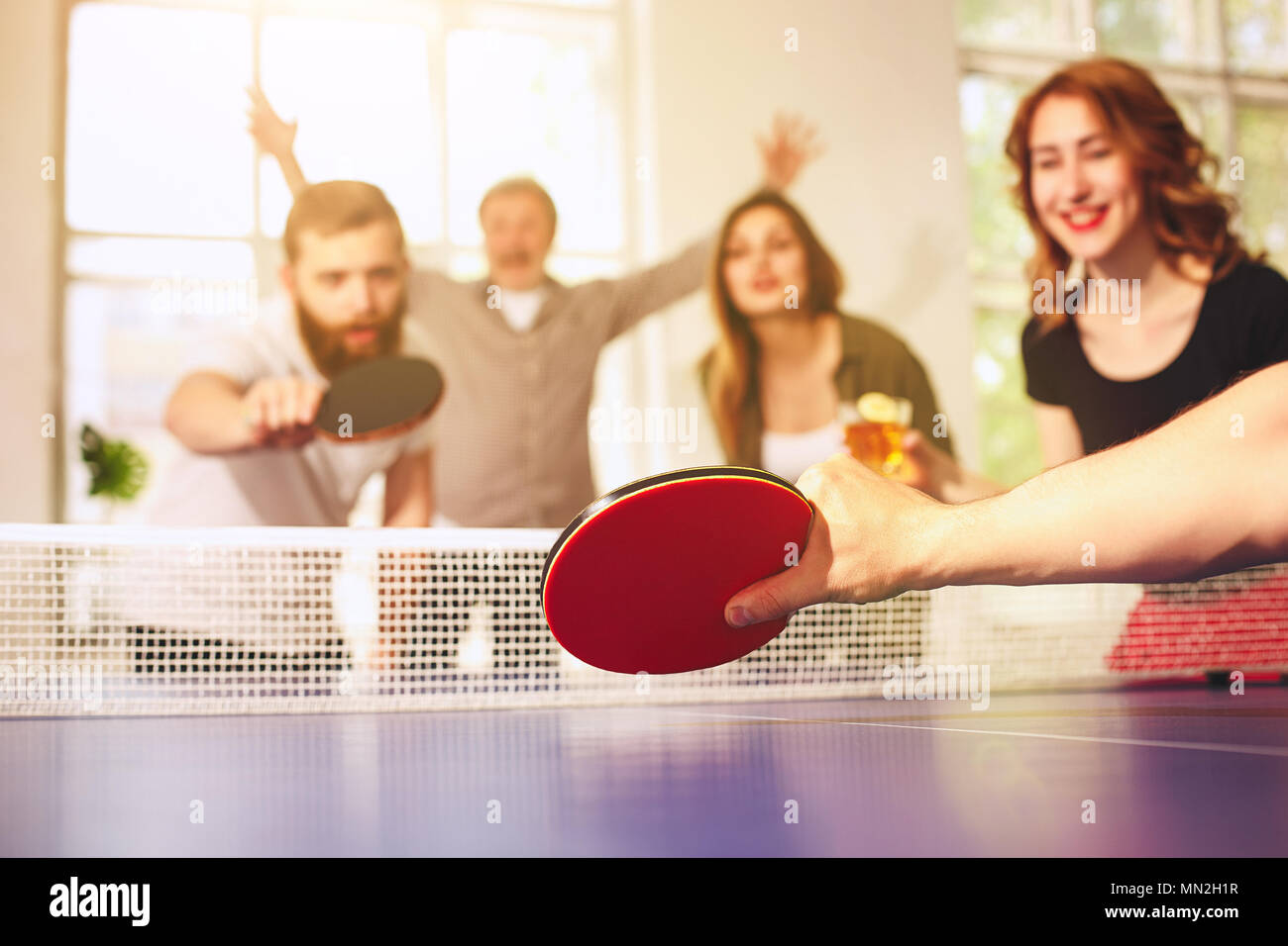 Happy table tennis hi-res stock photography and images - Alamy