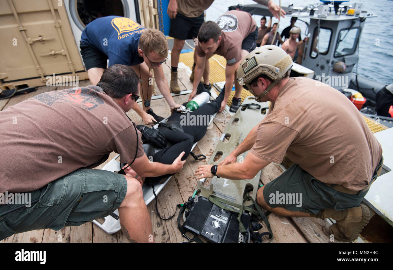 170810-N-SF508-126 ATLANTIC OCEAN (Aug. 10, 2017) Sailors assigned to ...