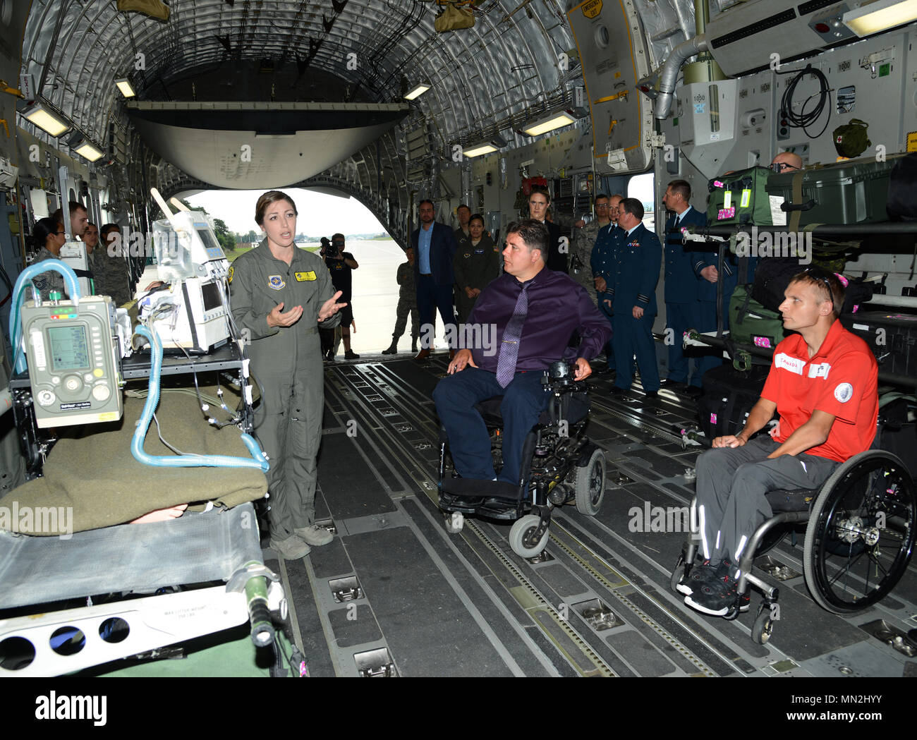 Lt Col (Dr.) Renee Matos explains medical equipment used during patient ...