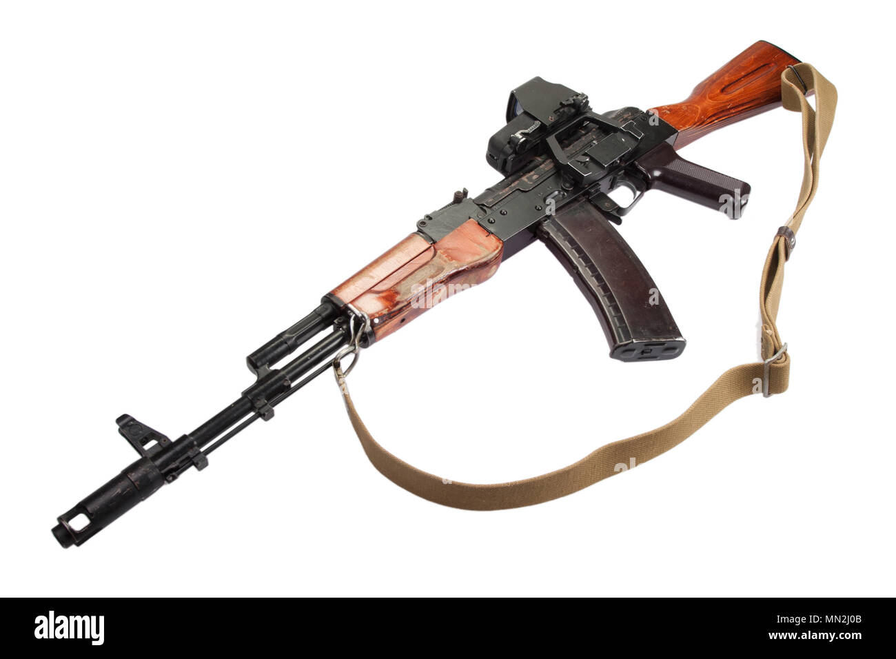 Kalashnikov AK assault rifle with optical sight on white Stock Photo ...