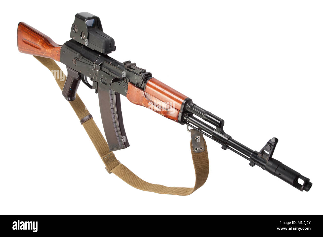 Kalashnikov AK assault rifle with optical sight on white Stock Photo ...