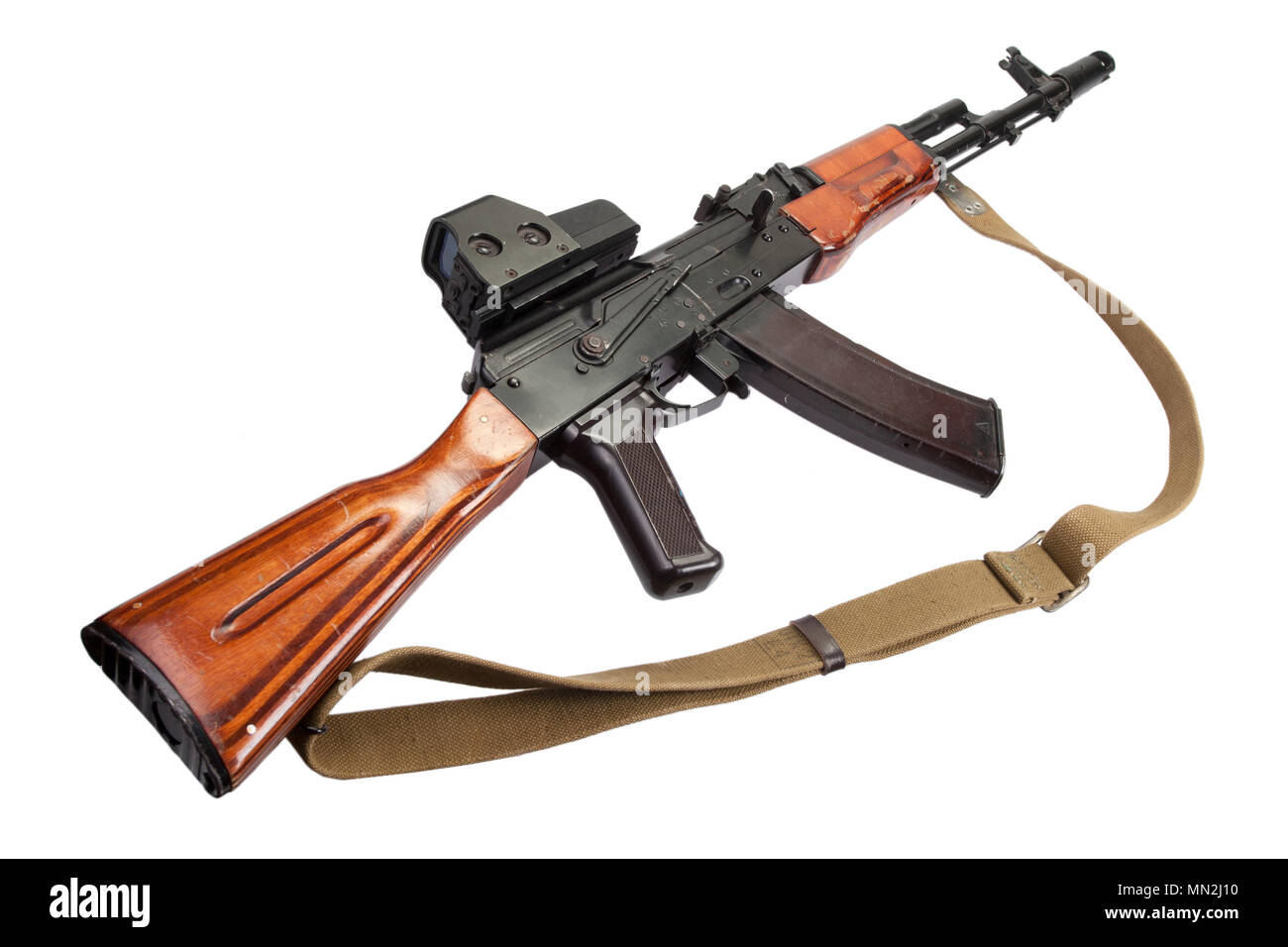 Kalashnikov AK assault rifle with optical sight on white Stock Photo ...