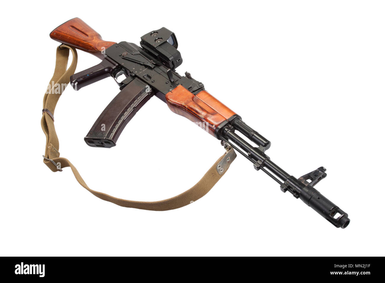 Kalashnikov AK assault rifle with optical sight on white Stock Photo ...