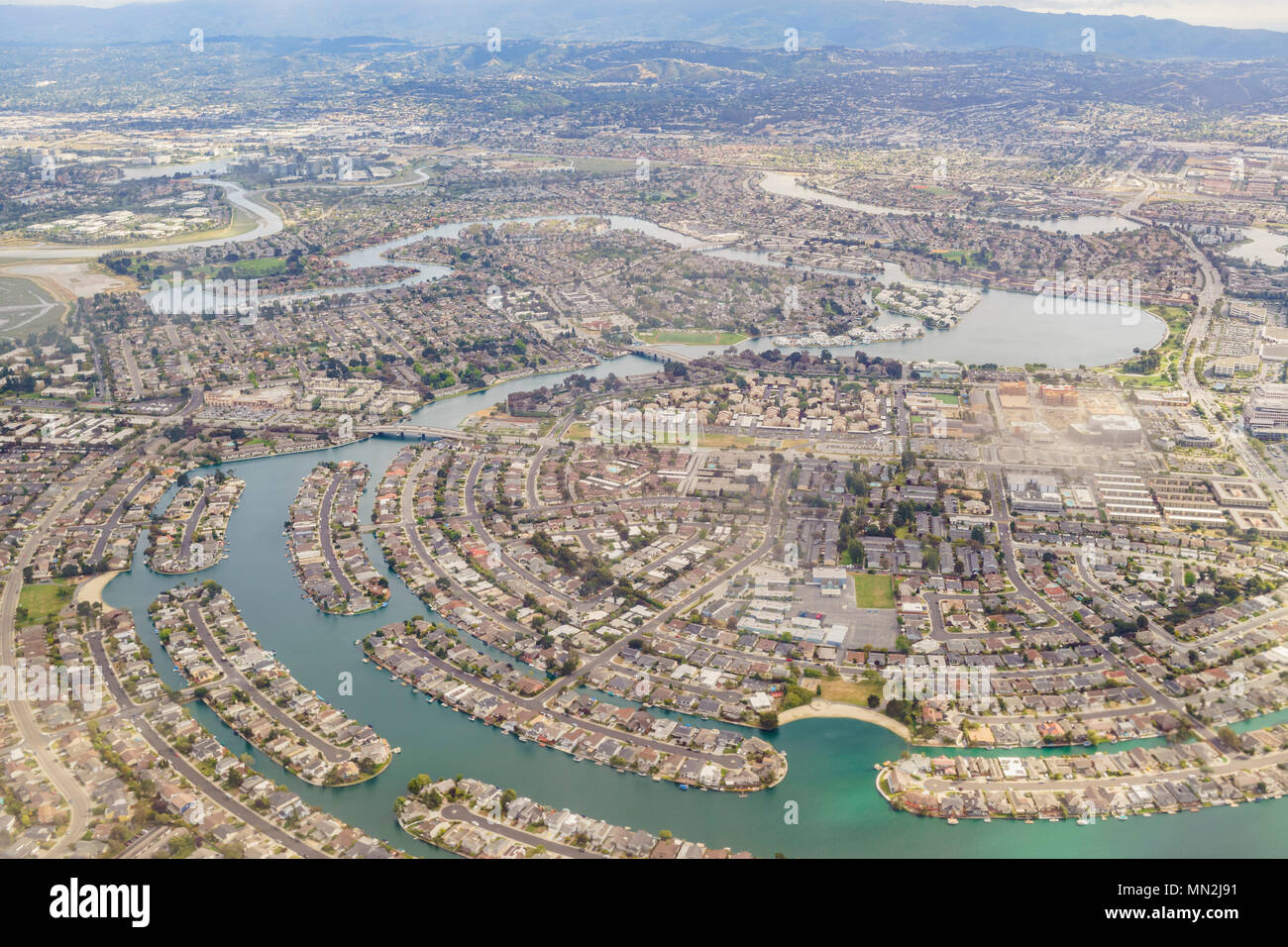 Aerial view of the beautiful Foster City near San Francisco from an ...