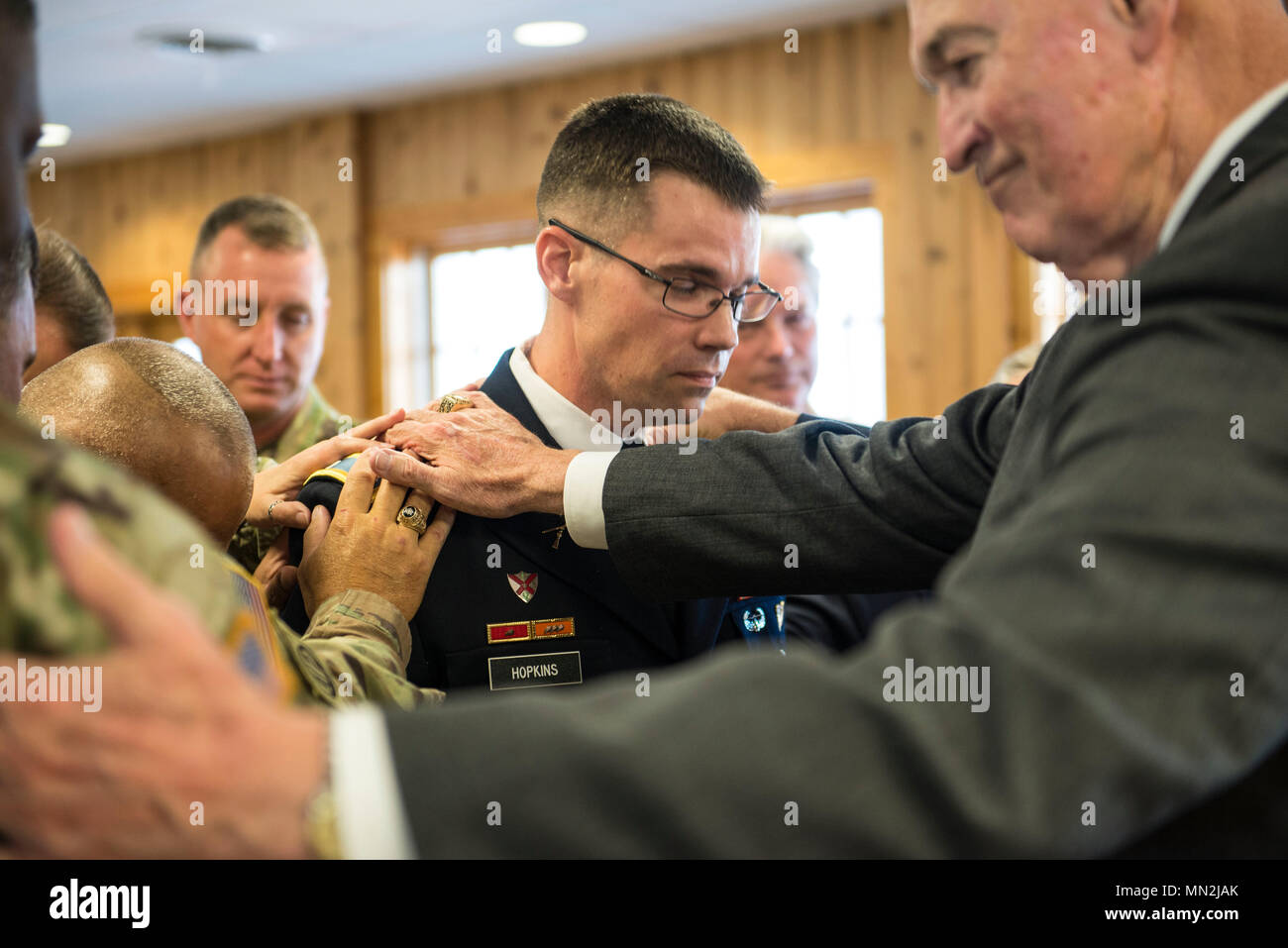 Florida National Guard senior leaders pray over the newly promoted Lt ...