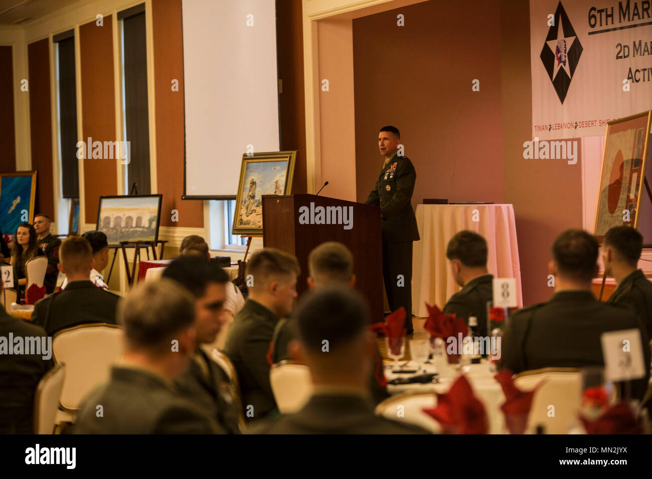 Brig. Gen. Benjamin Watson gives a speech as the guest of honor during ...