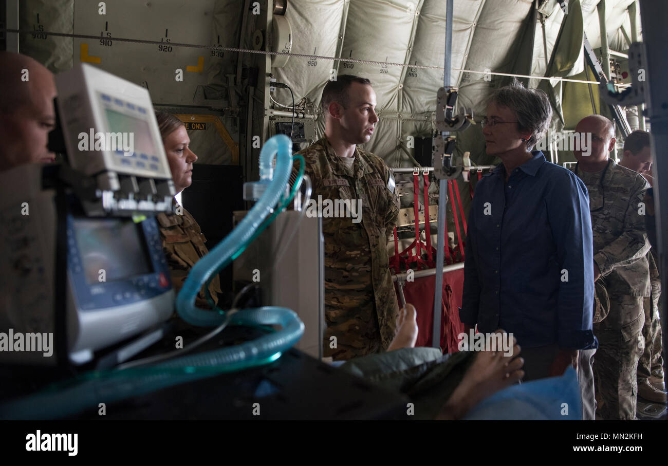 Secretary of the Air Force Heather Wilson speaks with Tech. Sgt. Kyle ...