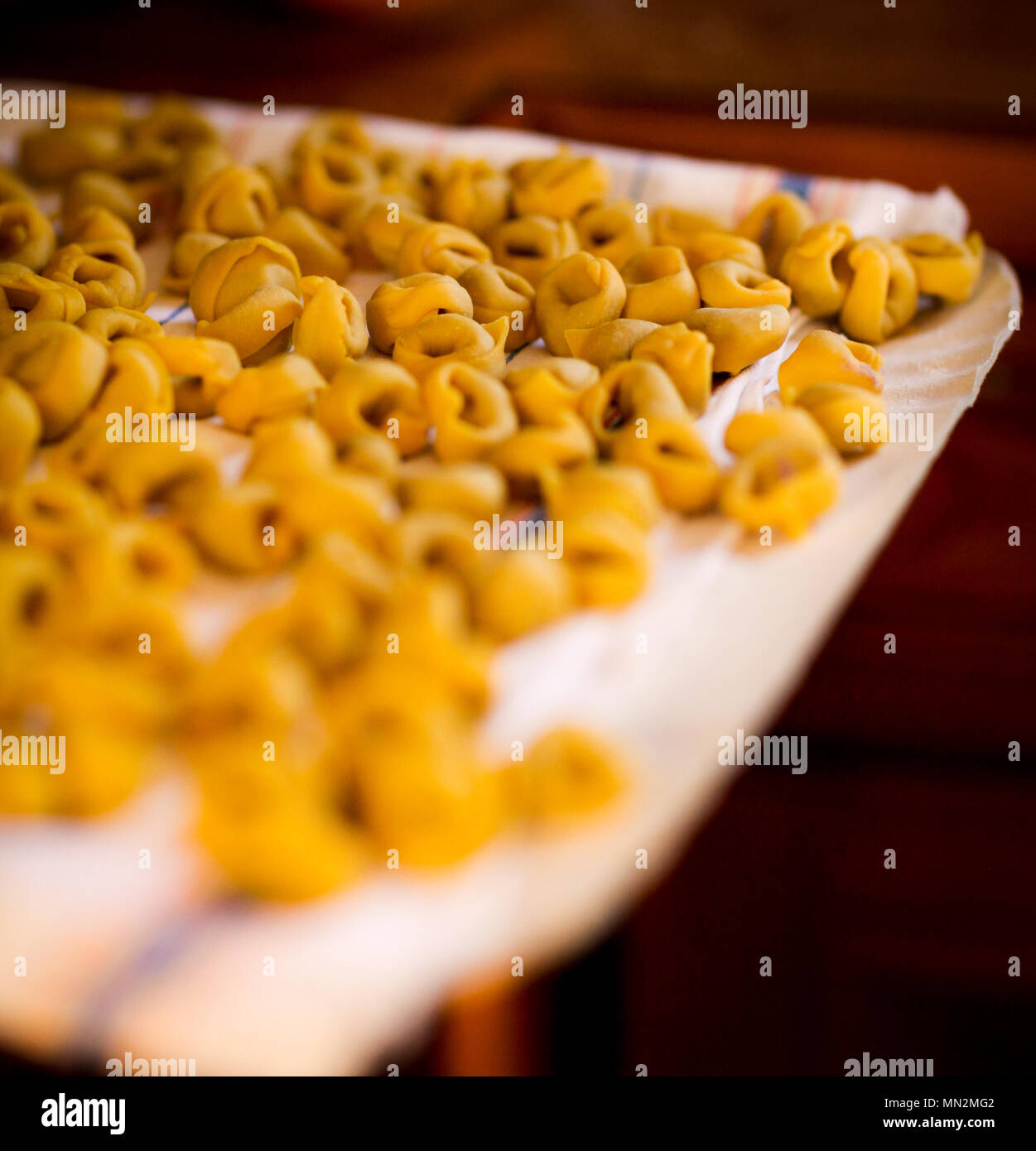 Tortellini, preparation of the traditional home made pasta of Modena ...