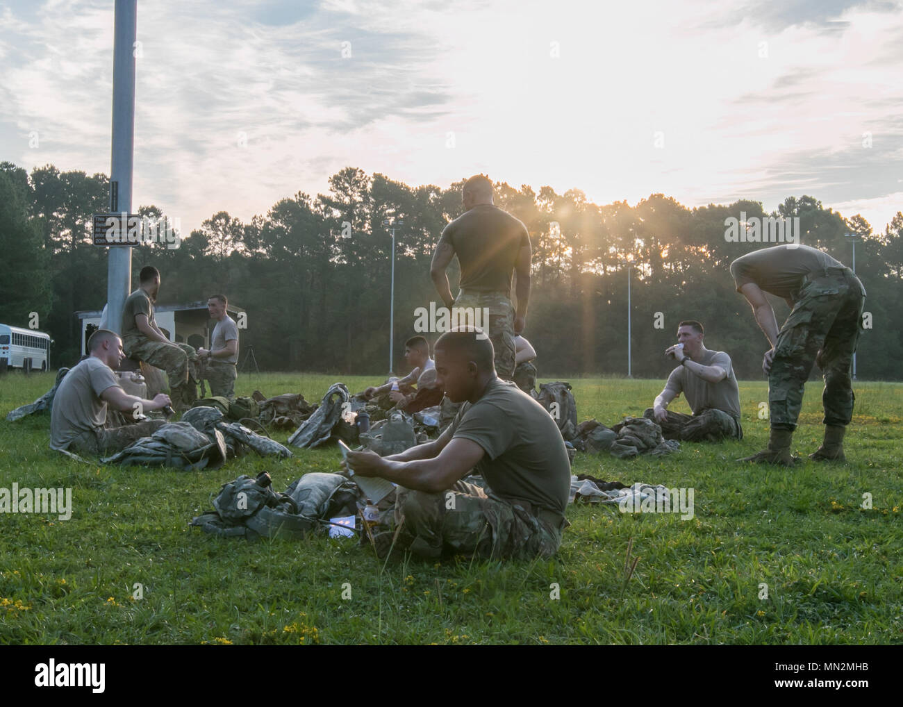 Noncommissioned officers and Soldiers take a break to recover after ...