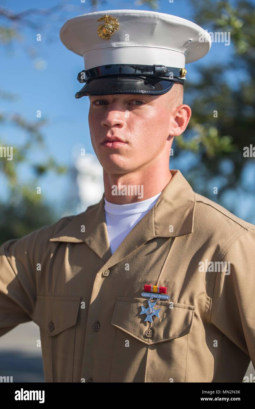 U.S. Marine Corps Pfc. Taylor Adams, honor graduate for Platoon 2056 ...