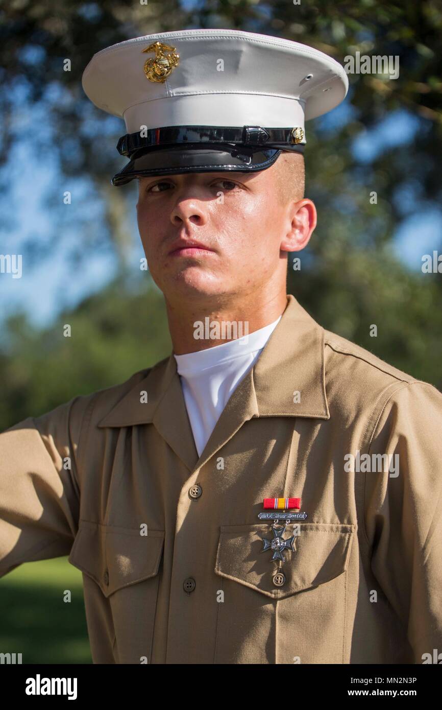 U.S. Marine Corps Pfc. Jordan Grimsley, honor graduate for Platoon 2061 ...