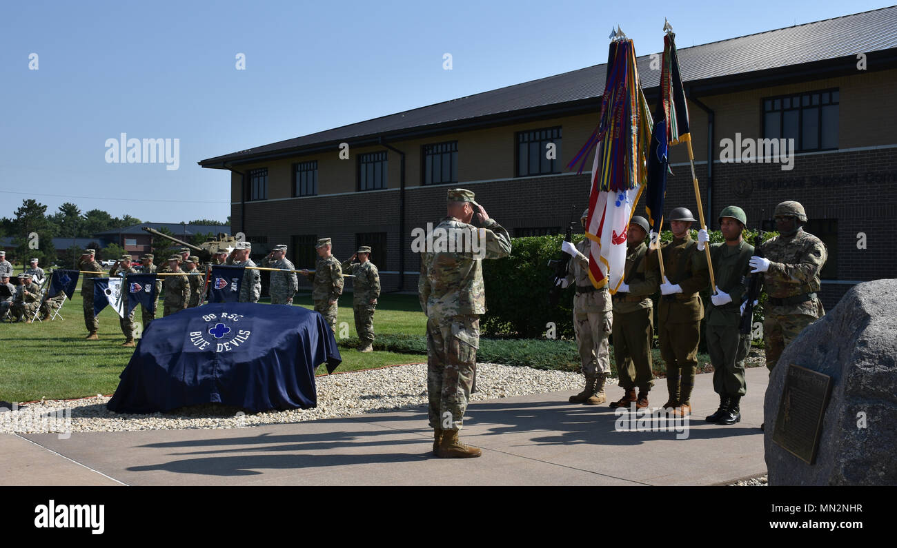 The 88th Regional Support Command Blue Devils Color Guard, under the ...