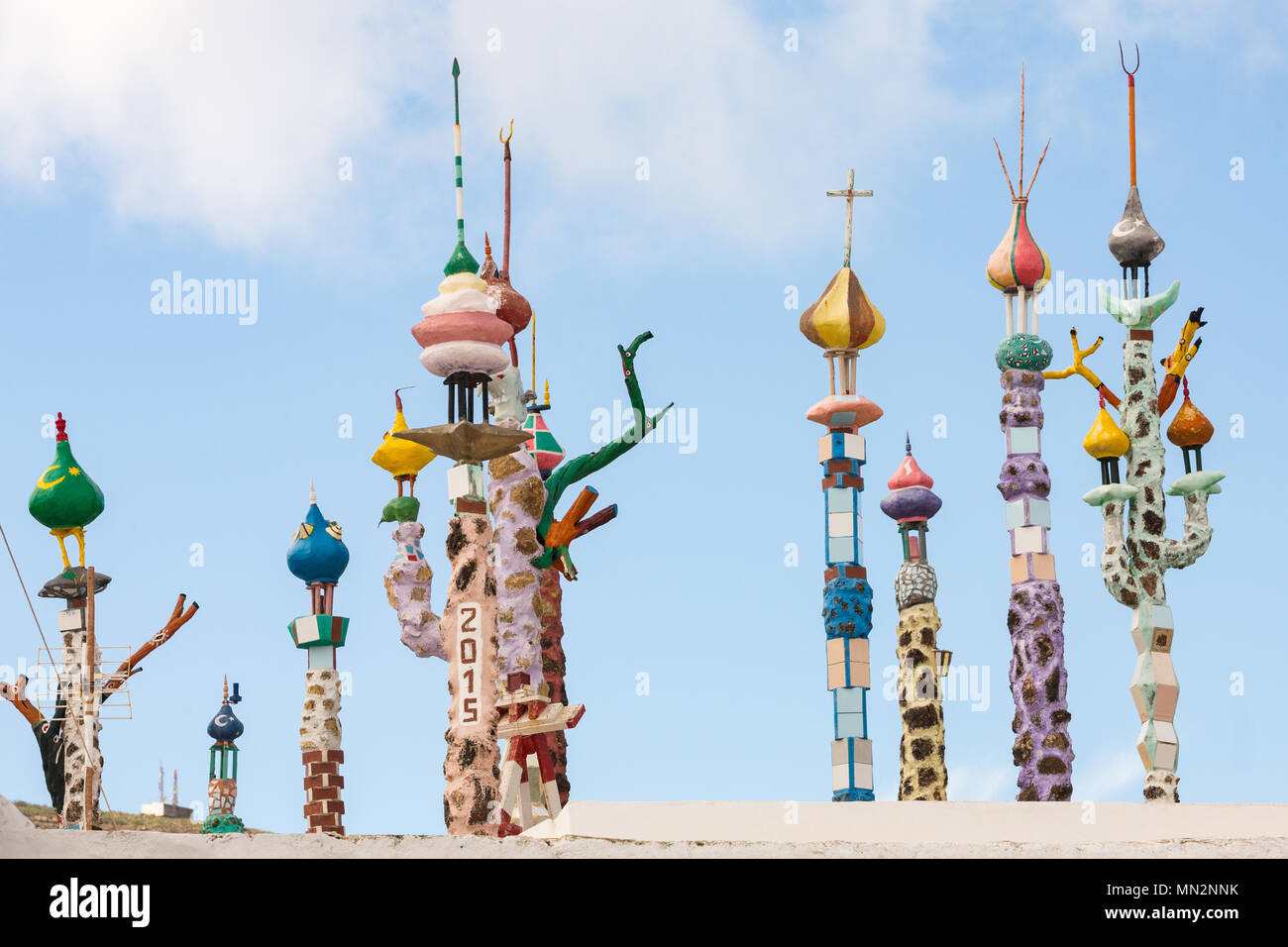 HARIA, LANZAROTE, CANARY ISLANDS, SPAIN: Colorful art on top of a ...
