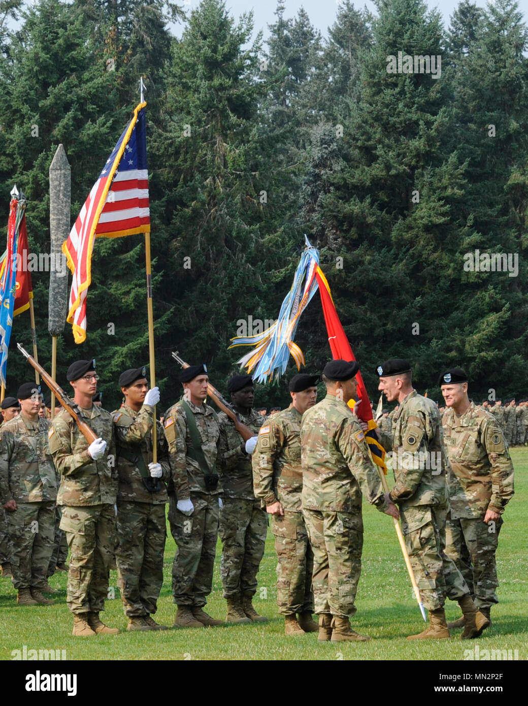 Lt. Gen. Volesky hands off the 7th ID Division Colors to Maj. Gen ...