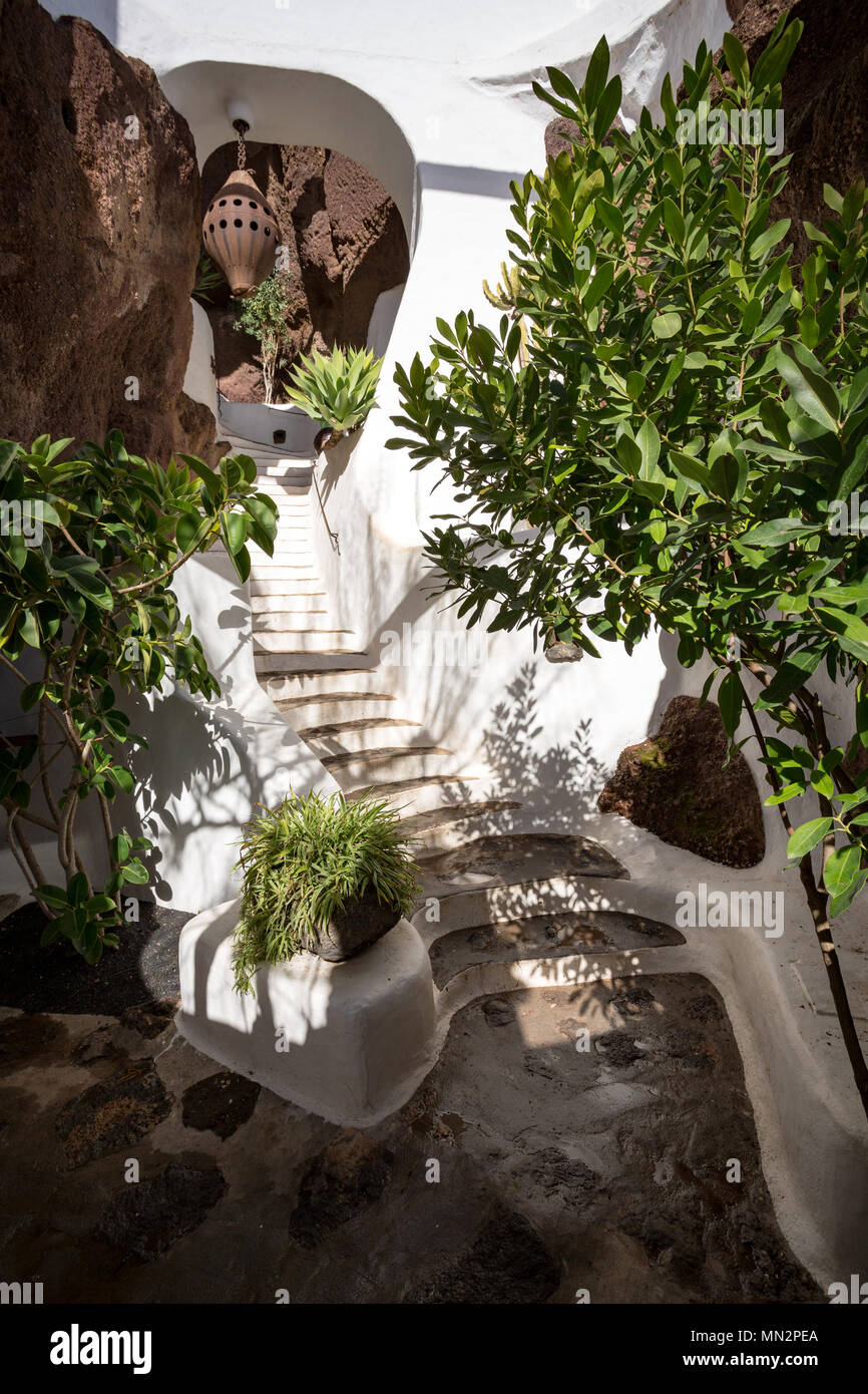 LAGOMAR MUSEUM, LANZAROTE, CANARY ISLANDS, SPAIN: Stairs descending at ...