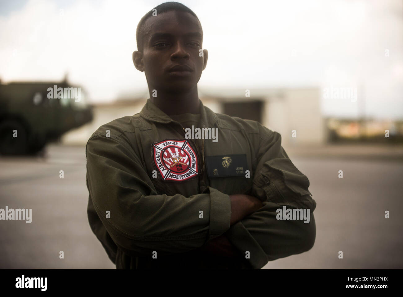 Cpl. Jeremie Lewis poses for a photo Aug. 16 on Marine Corps Air ...