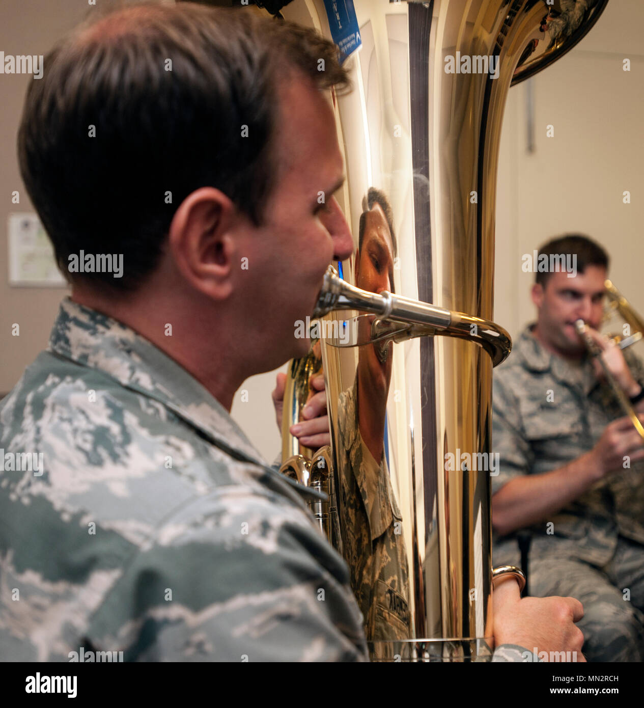 U. S. Air Force Airman 1st Class Lee Jarzembak, tubist for the United ...