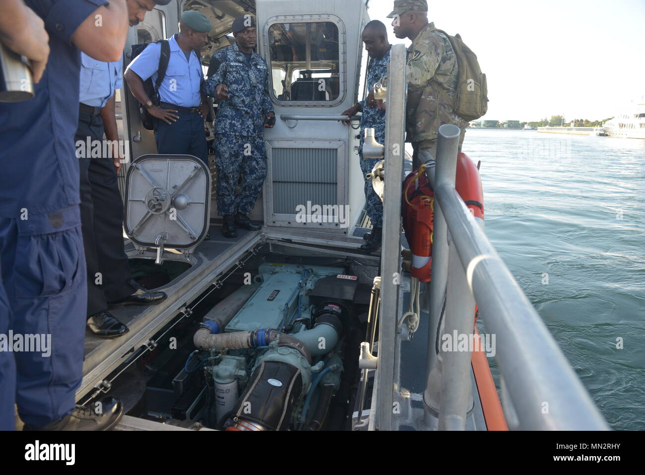The Coast Guard displays one of the engines from a Station Miami Beach ...