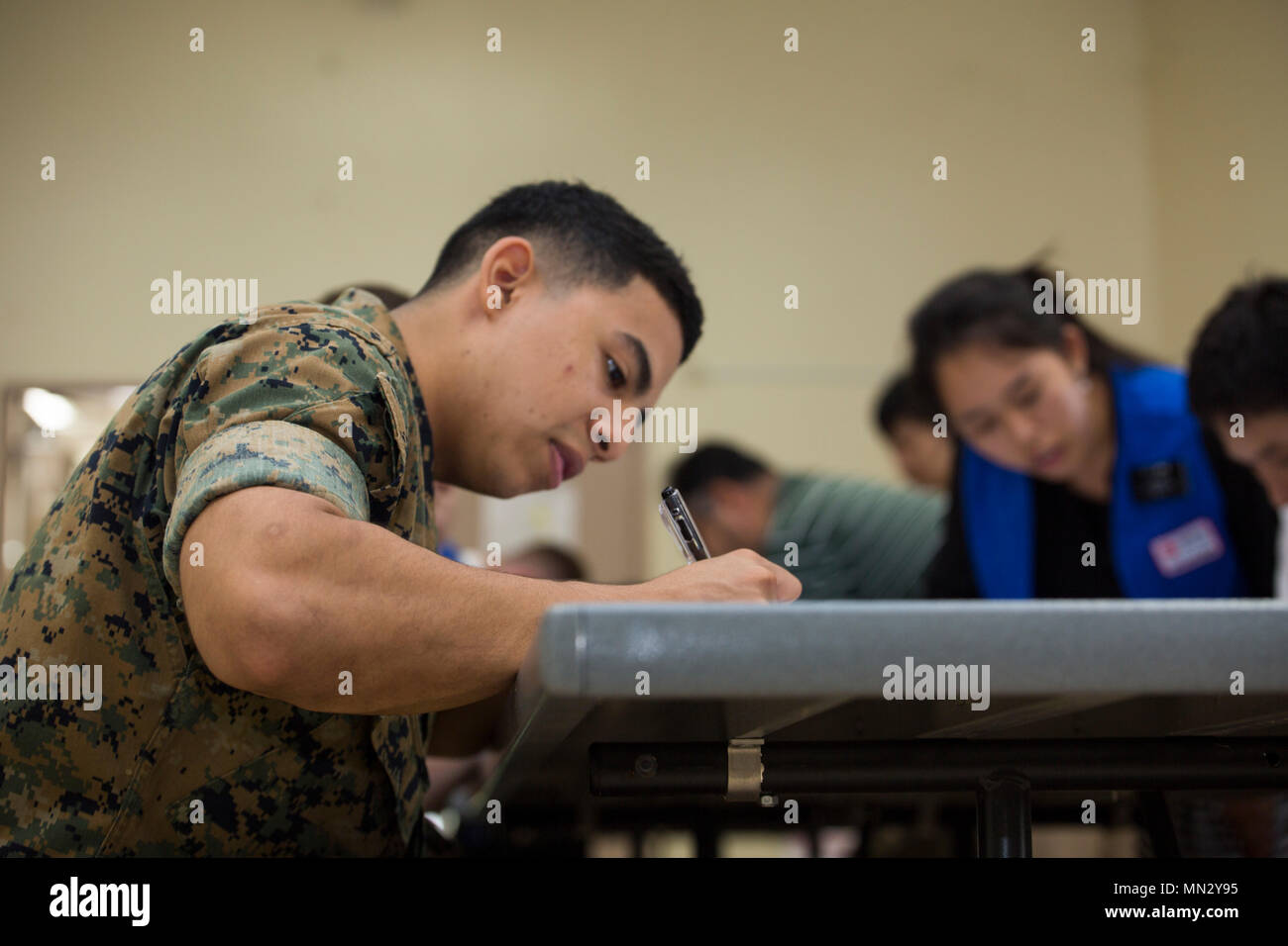 U.S. Marine Corps Cpl. Luis Rodriguez, a supply administrative clerk ...