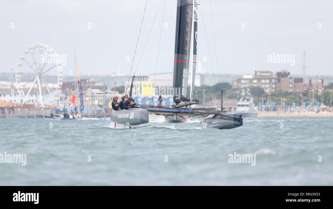 PORTSMOUTH, ENGLAND - JULY 24: Ben Ainslie skipper of The Land Rover ...