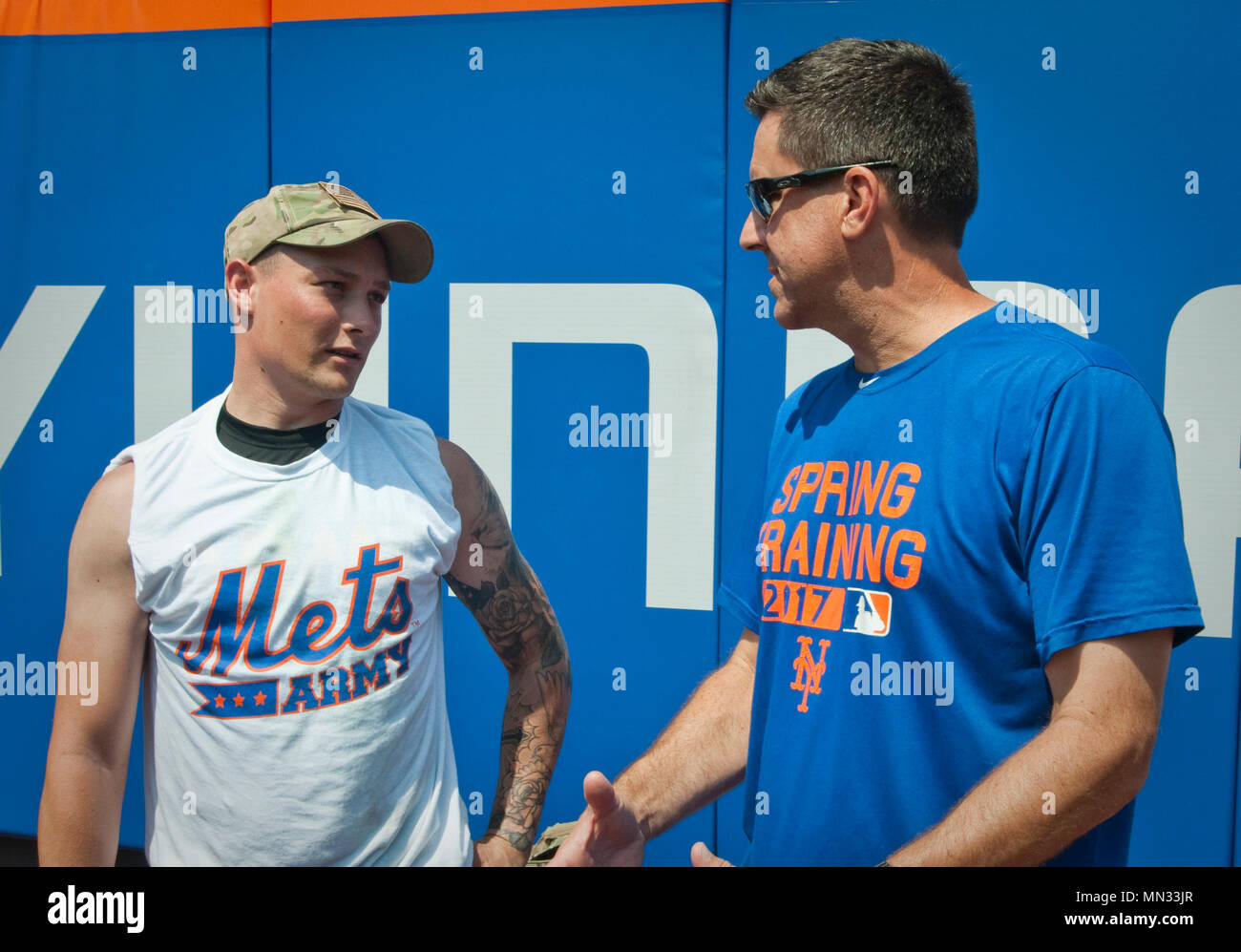 New York City Army softball team shortstop David Jensen speaks with New ...