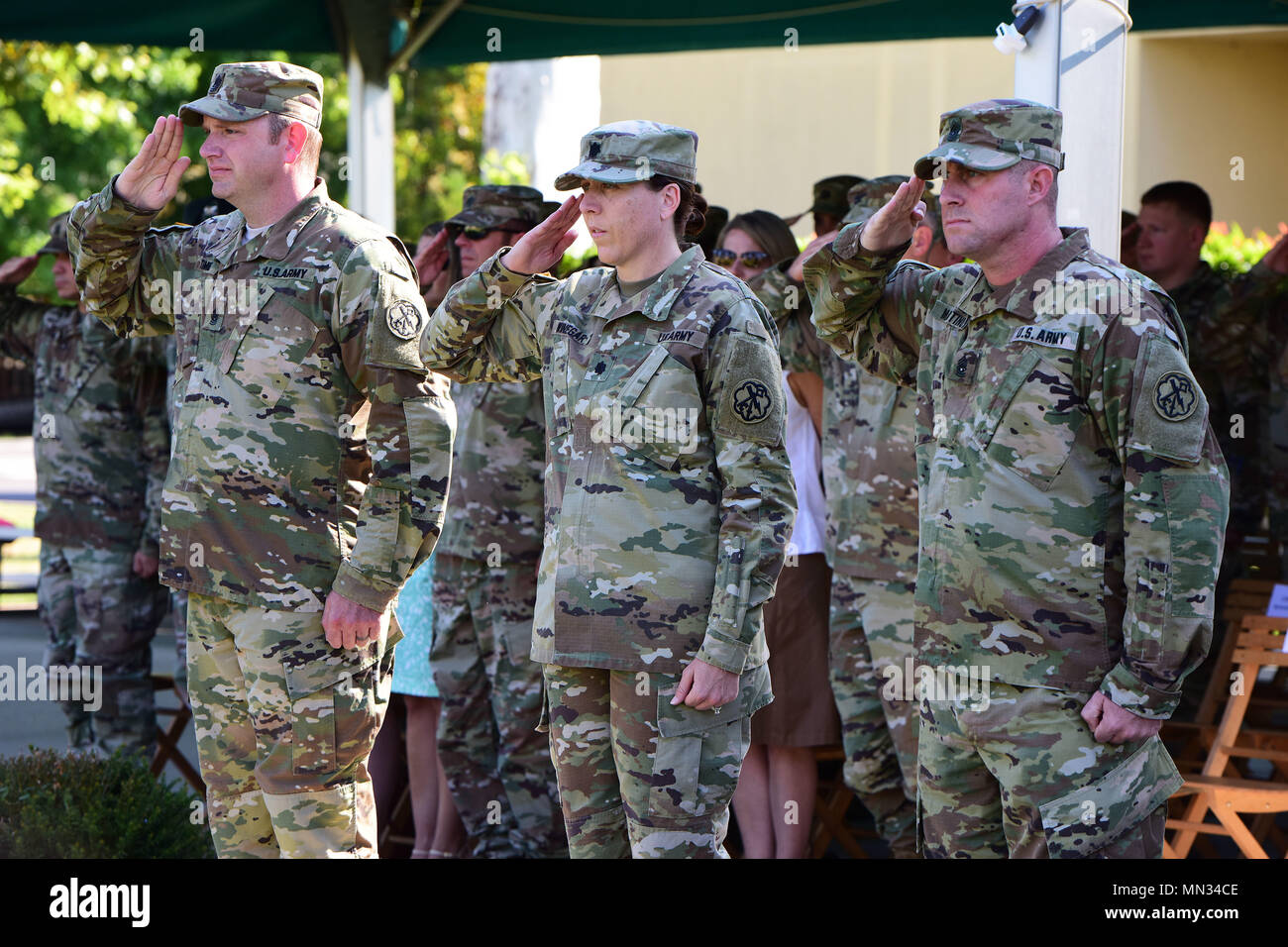 U. S. Army Lt. Col. Lisa L. Winegar (center), commander of 307th ...