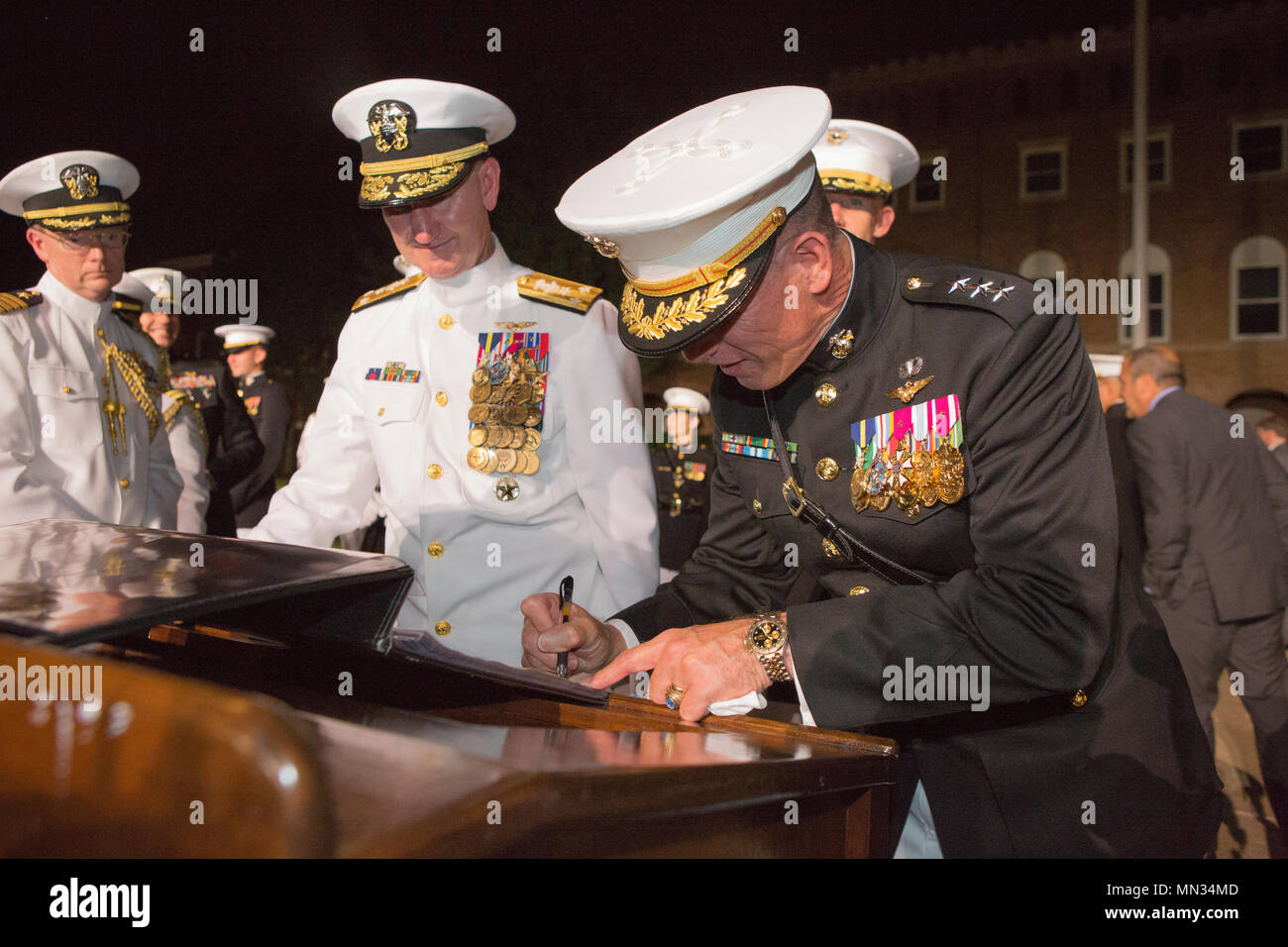 U.S. Marine Corps Lt. Gen. Robert S. Walsh, far right, commanding ...