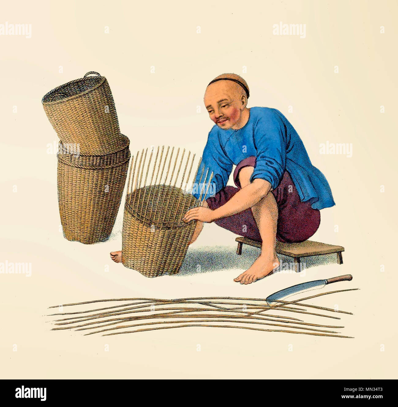 A Basket Weaver in China, circa 1800 Stock Photo - Alamy
