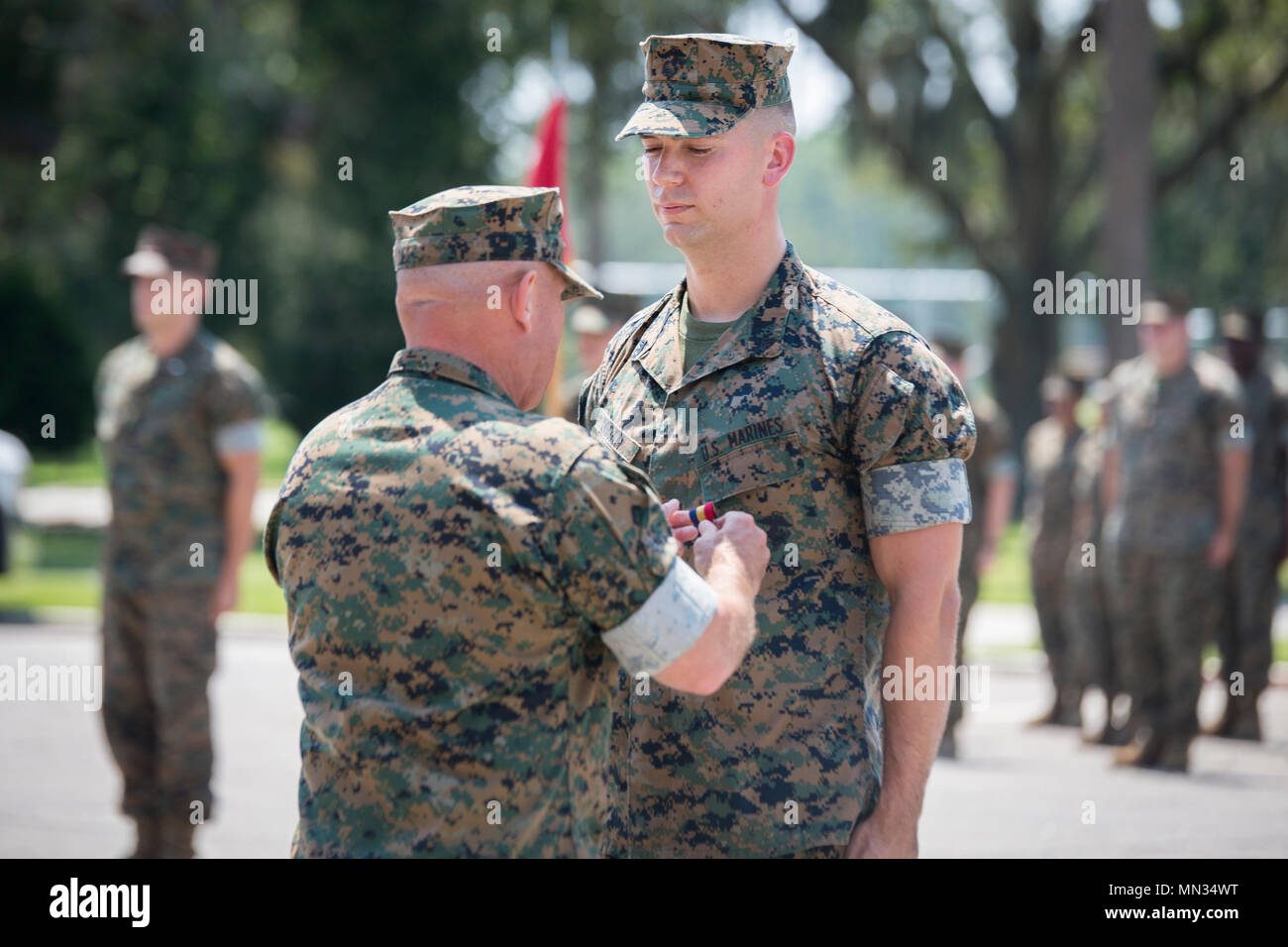 U.S. Marine Corps Cpl. Miles Hogan, a musician with the Parris Island ...