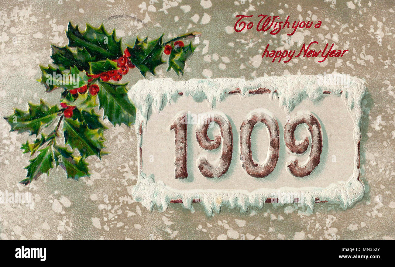New years greetings postcard hi-res stock photography and images - Alamy
