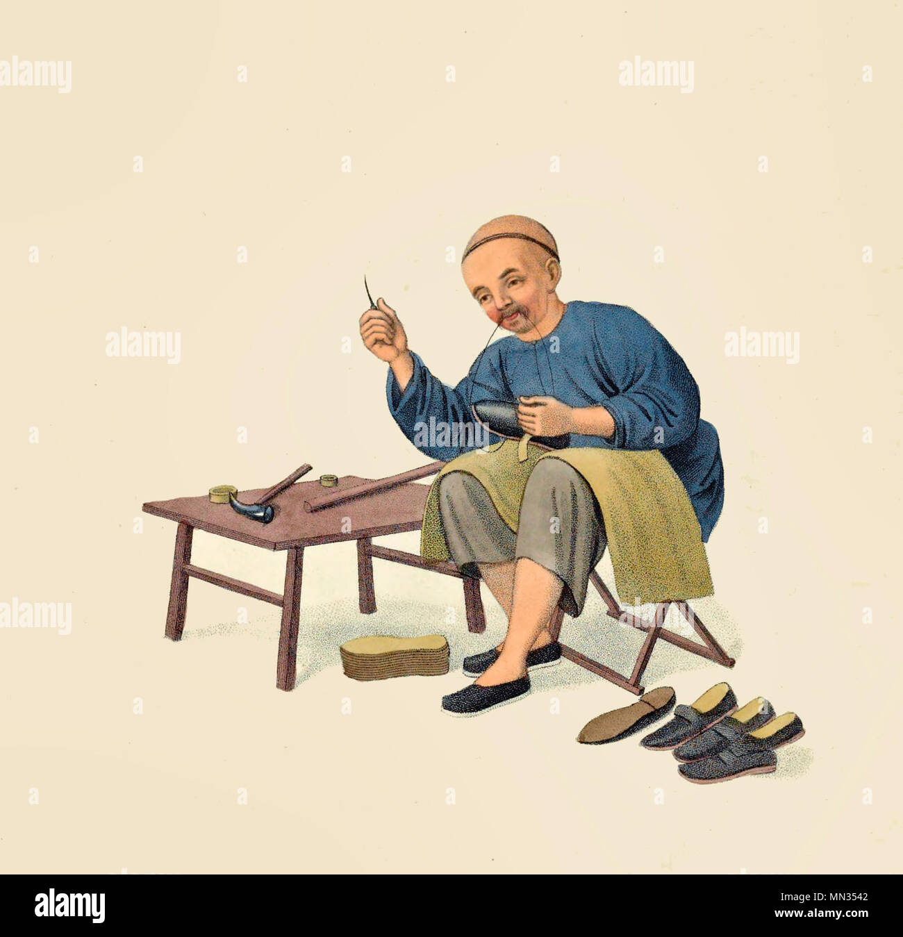 A Shoemaker in China, circa 1800 Stock Photo - Alamy
