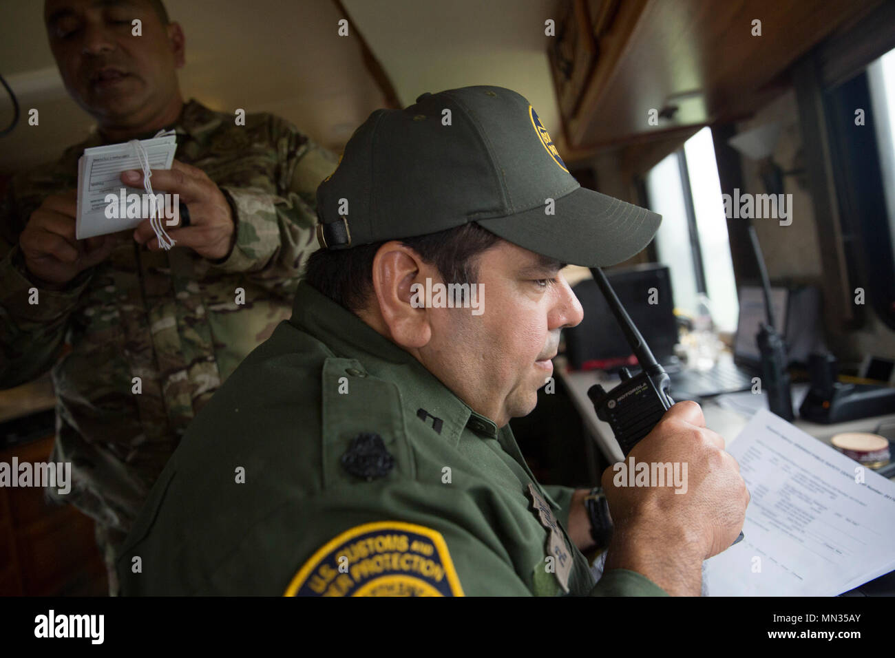 U.S Border Patrol agents man a mobile command post in Rockport, Texas ...