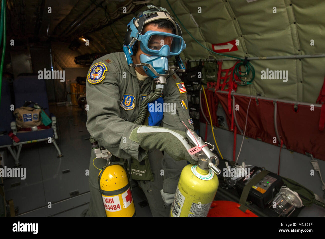 U.S. Air Force Maj. Dennis A. Castro, Flight Nurse, 514th Aeromedical ...