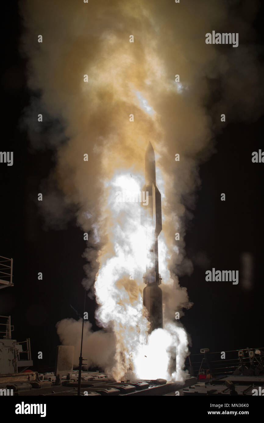 A Standard Missile-6 (SM-6) guided missile is launched from the USS ...