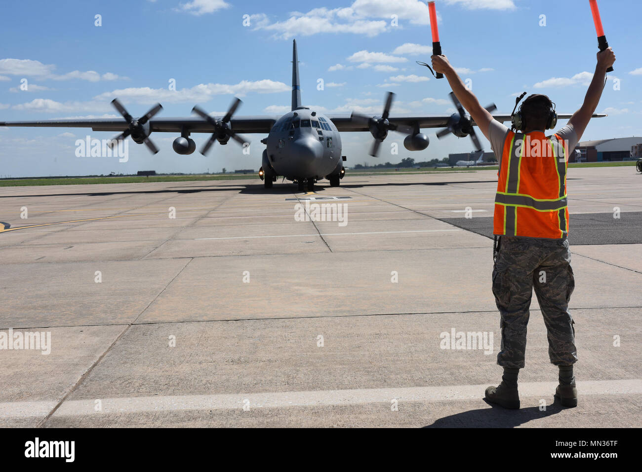 A 137th air field manager from the 137th Special Operations Wing, Will ...